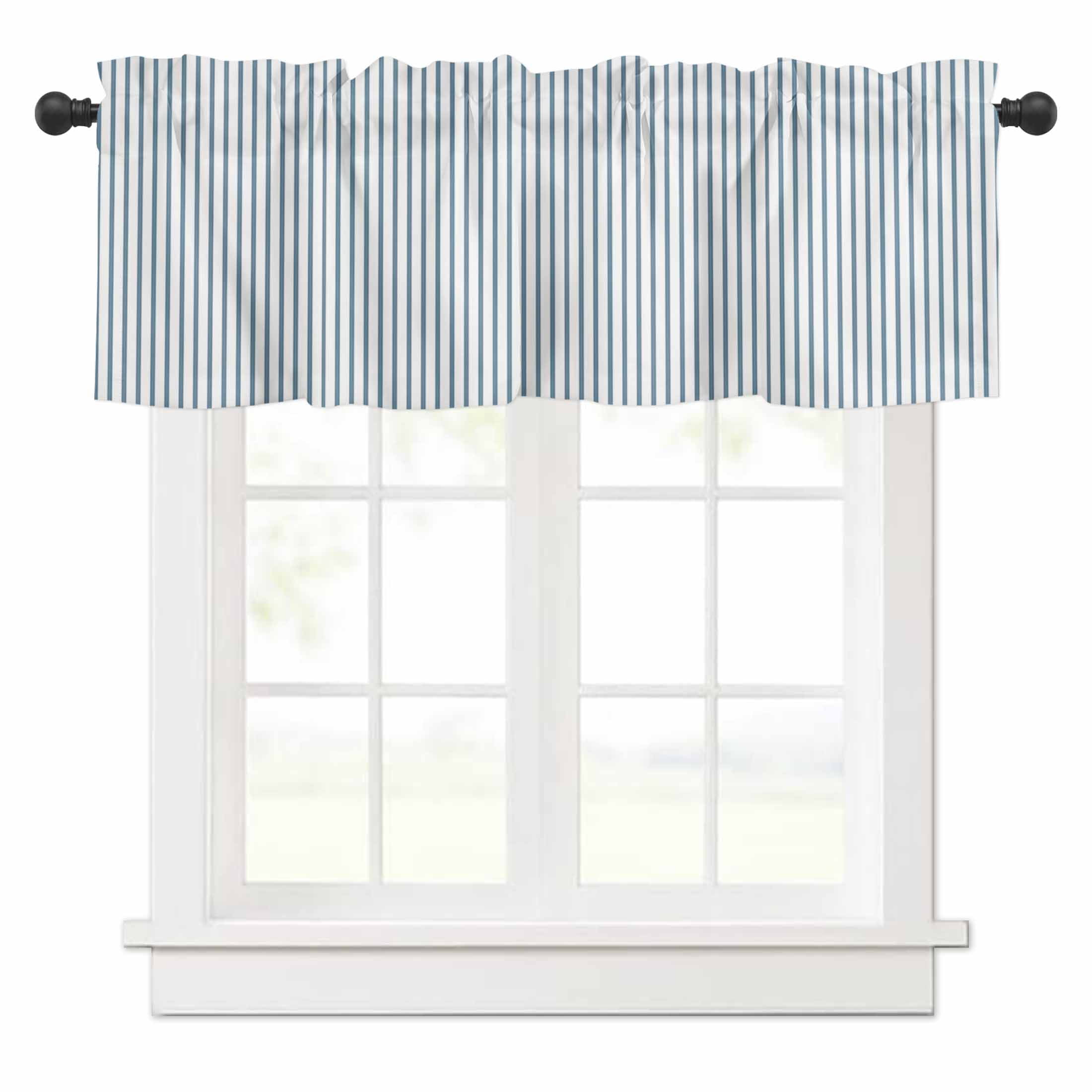 Blue White Stripe Pattern Valances for Windows Simple Style Light Blue ...