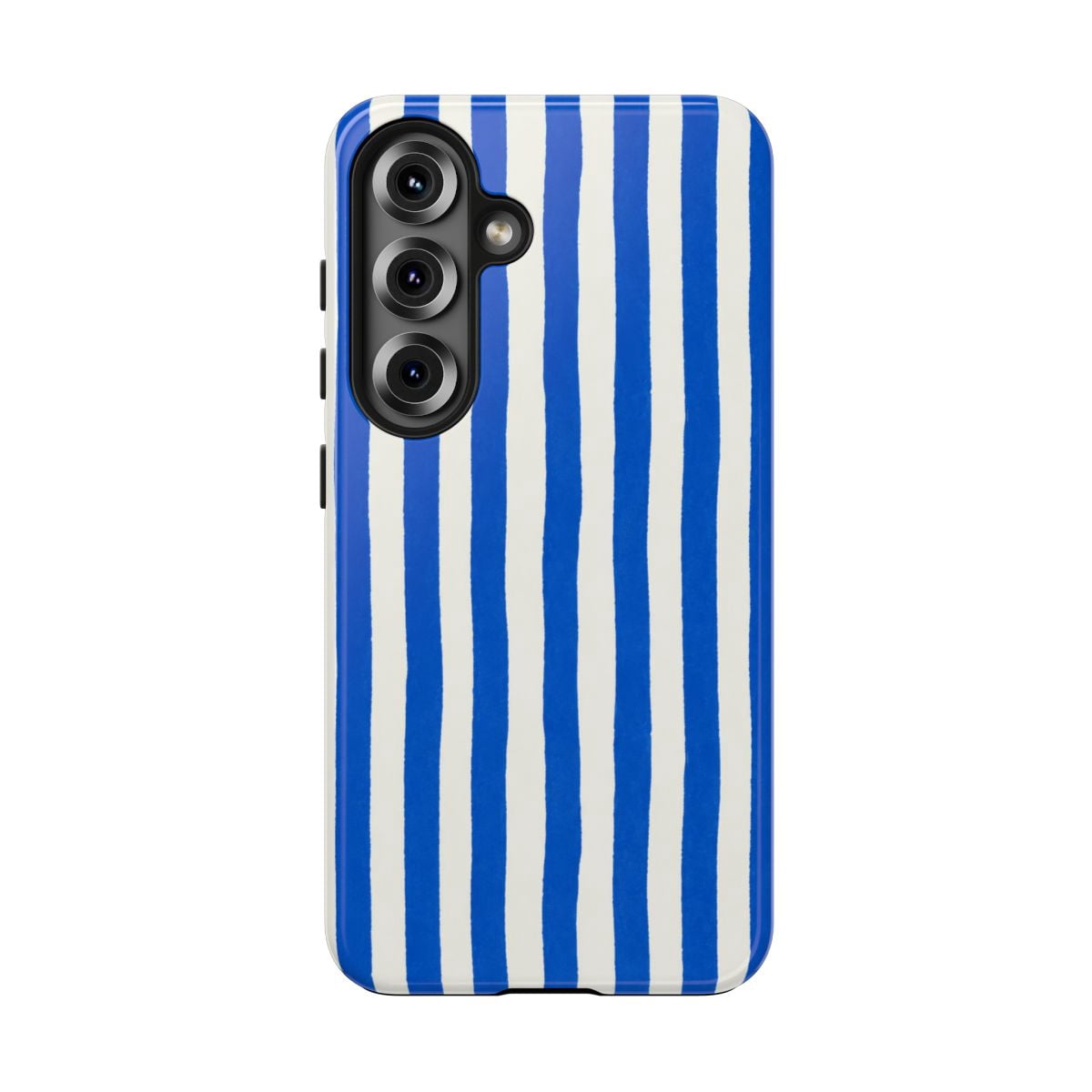 Blue White Stripe Tough Phone Case, Coastal Minimal Dual Layer ...
