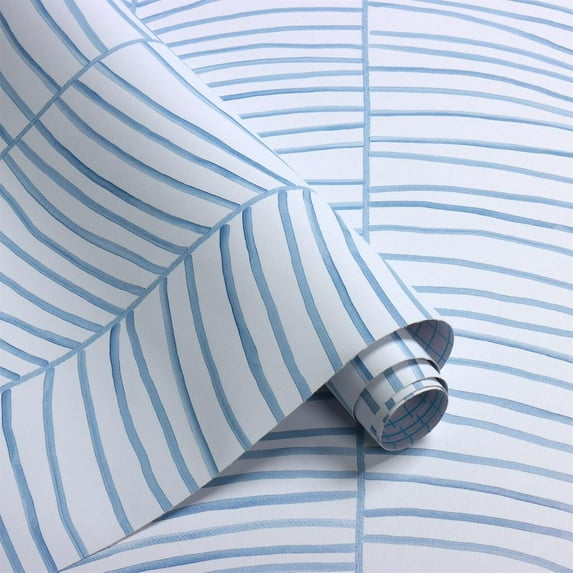 Blue and White Stripe Wallpaper Peel and Stick Herringbone Contact ...