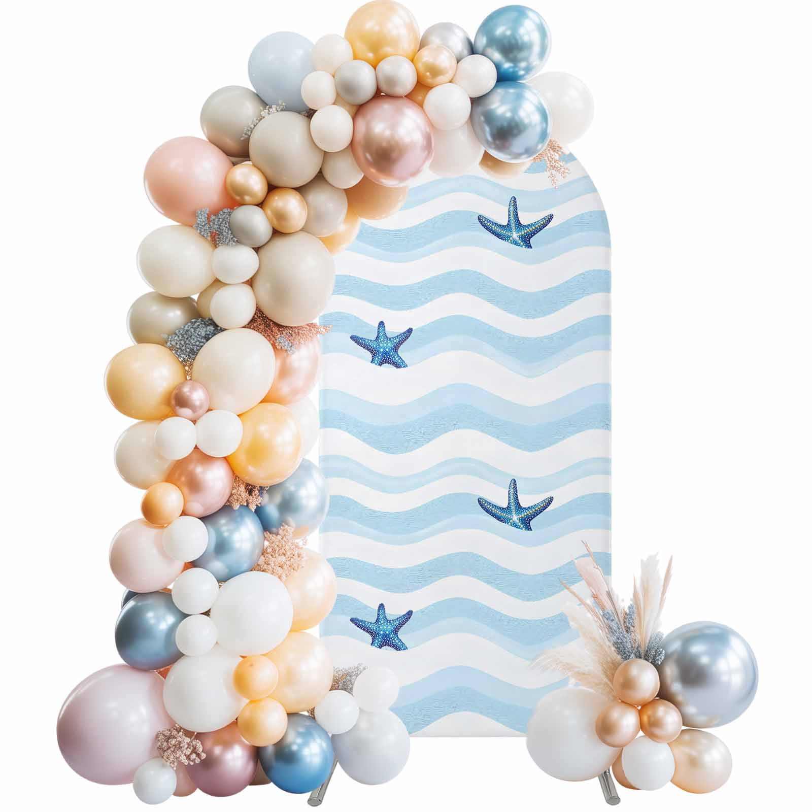 Blue White Striped Arch Backdrop Cover 6.6x3.3 Ft, Spandex Wedding Arch ...