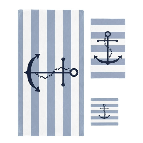 Blue White Striped Bath Towels for Bathroom Set,Microfiber Towels Gifts ...