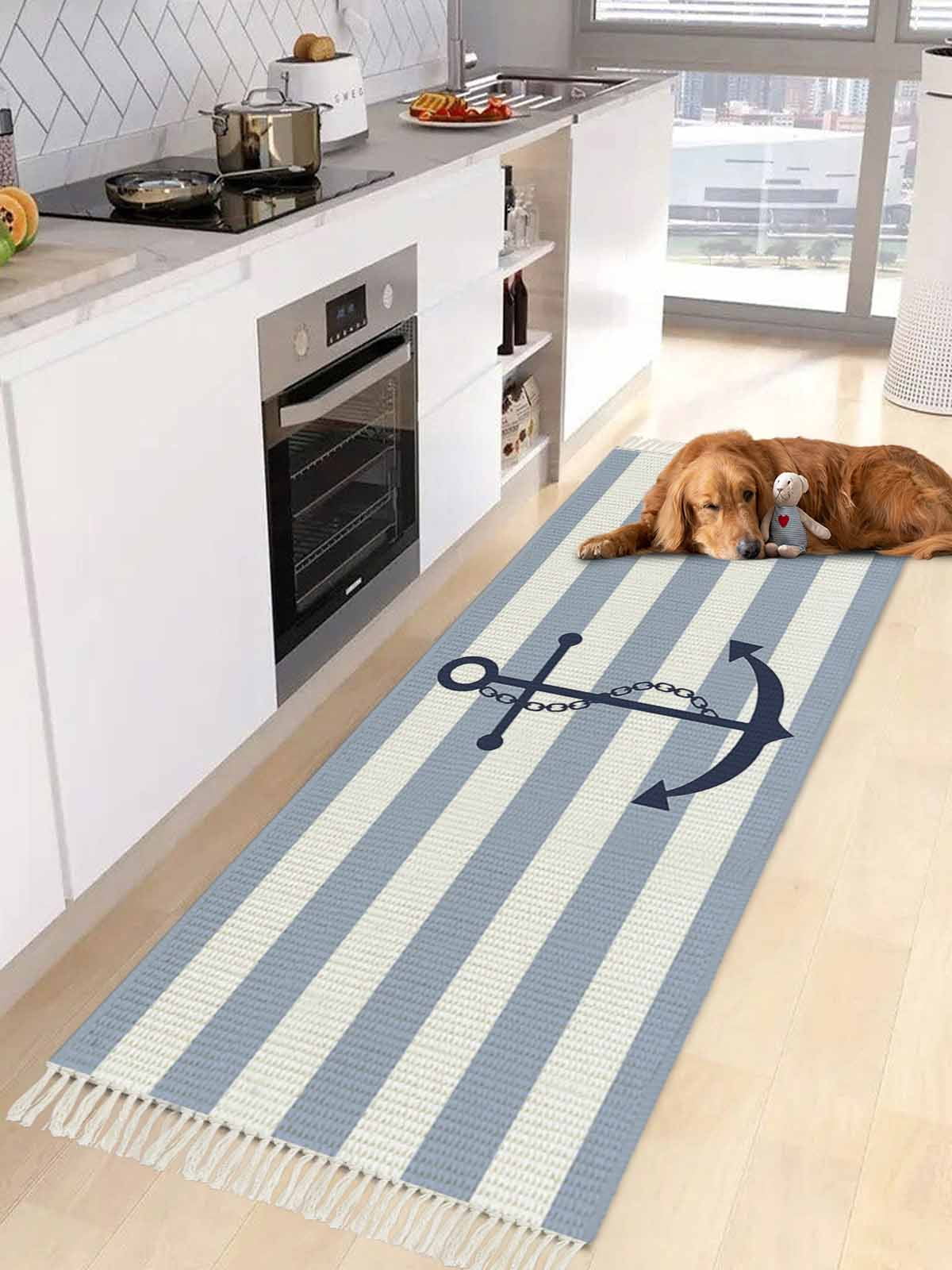 Blue White Striped Entryway Runner Rug 2x4ft,Navy Blue Beach Nautical ...