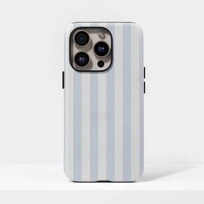 Blue White Striped Line Minimalist Casual Art Protective Case for ...