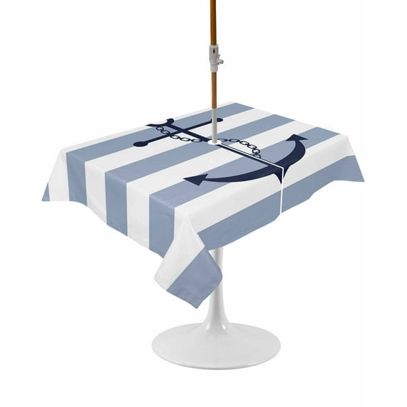 Blue White Striped Rectangle Outdoor Tablecloth,Waterproof Table Cloth ...