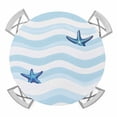 Blue White Striped Round Tablecloth for 45-54 Inch Tables, Fitted Table ...