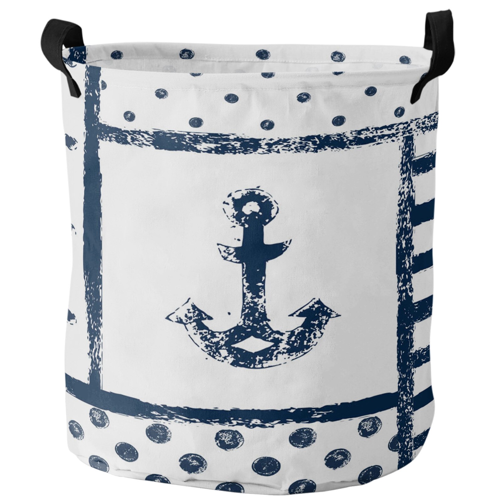 Blue White Stripes Anchor Dirty Laundry Basket Foldable Waterproof Home ...