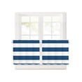 Blue White Stripes Color Block Geometric Short Blackout Curtains 30 ...