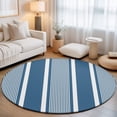 Blue White Stripes Round Living Room Rugs 6 ft, Lines Modern Vertical ...