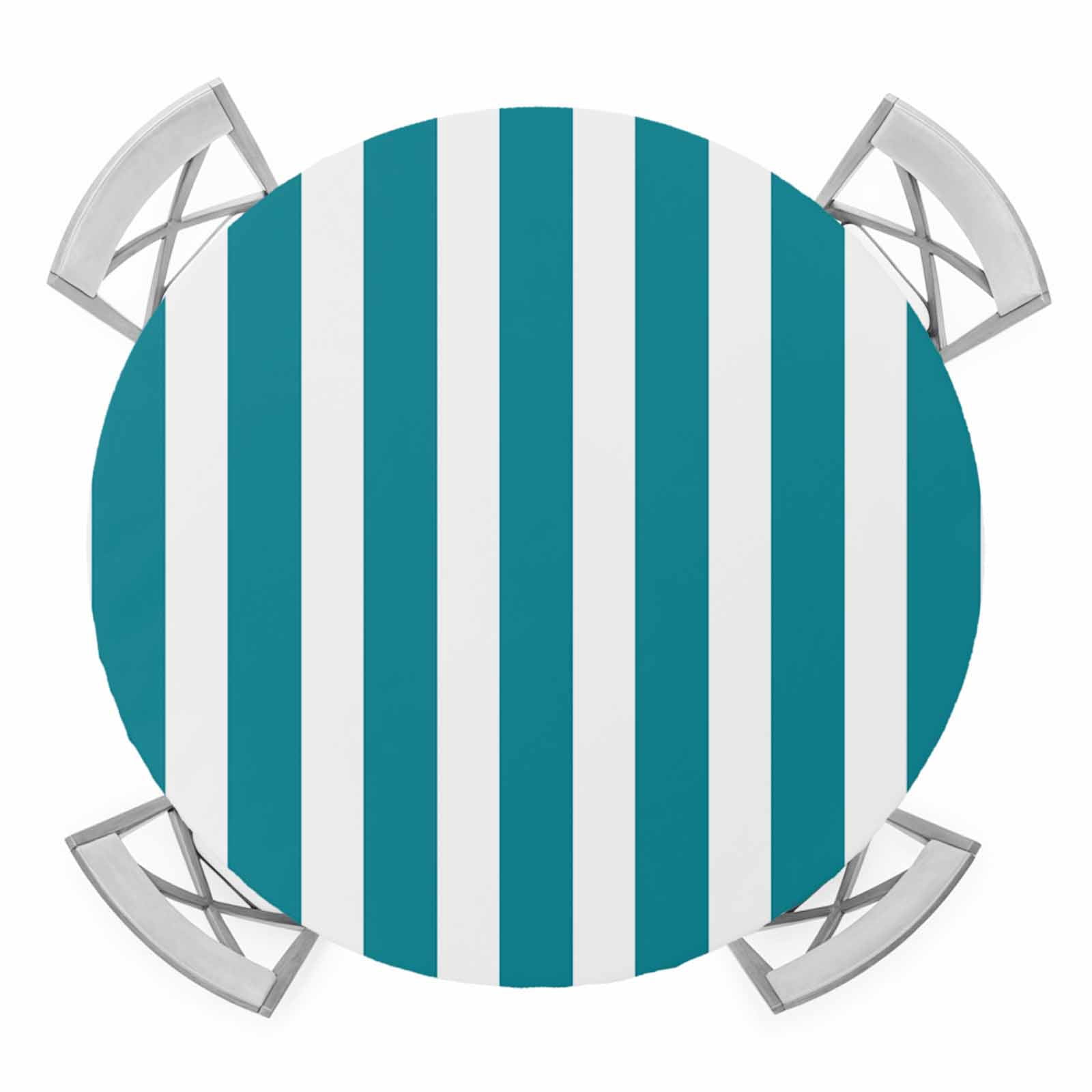 Blue White Stripes Round Table Cover, Simple Classic Modern Striped ...