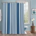 Blue White Stripes Shower Curtain Set with Hooks, Lines Modern Vertical ...