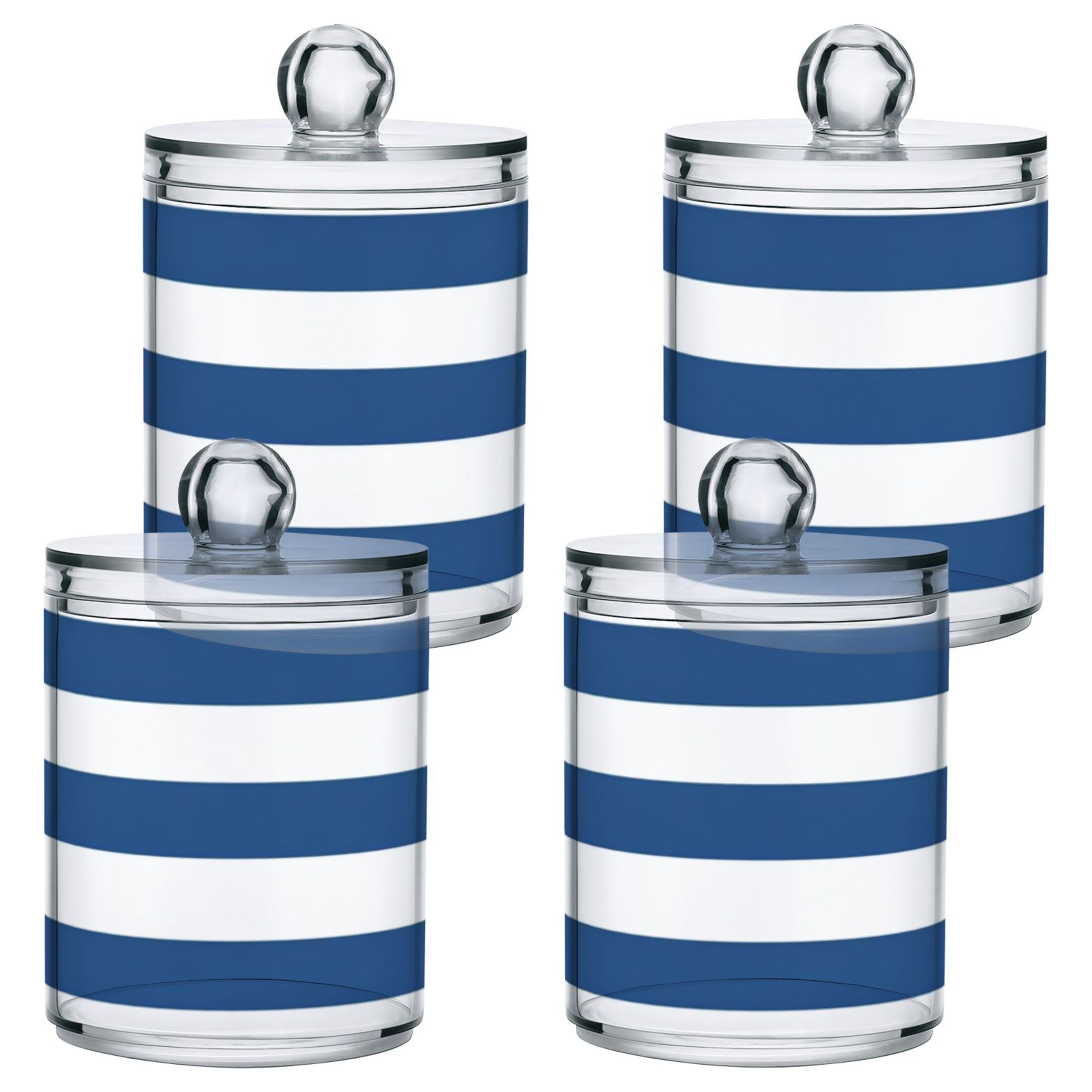 Blue White Stripes Tropical Palm Leaves Translucent Plastic Cans ...