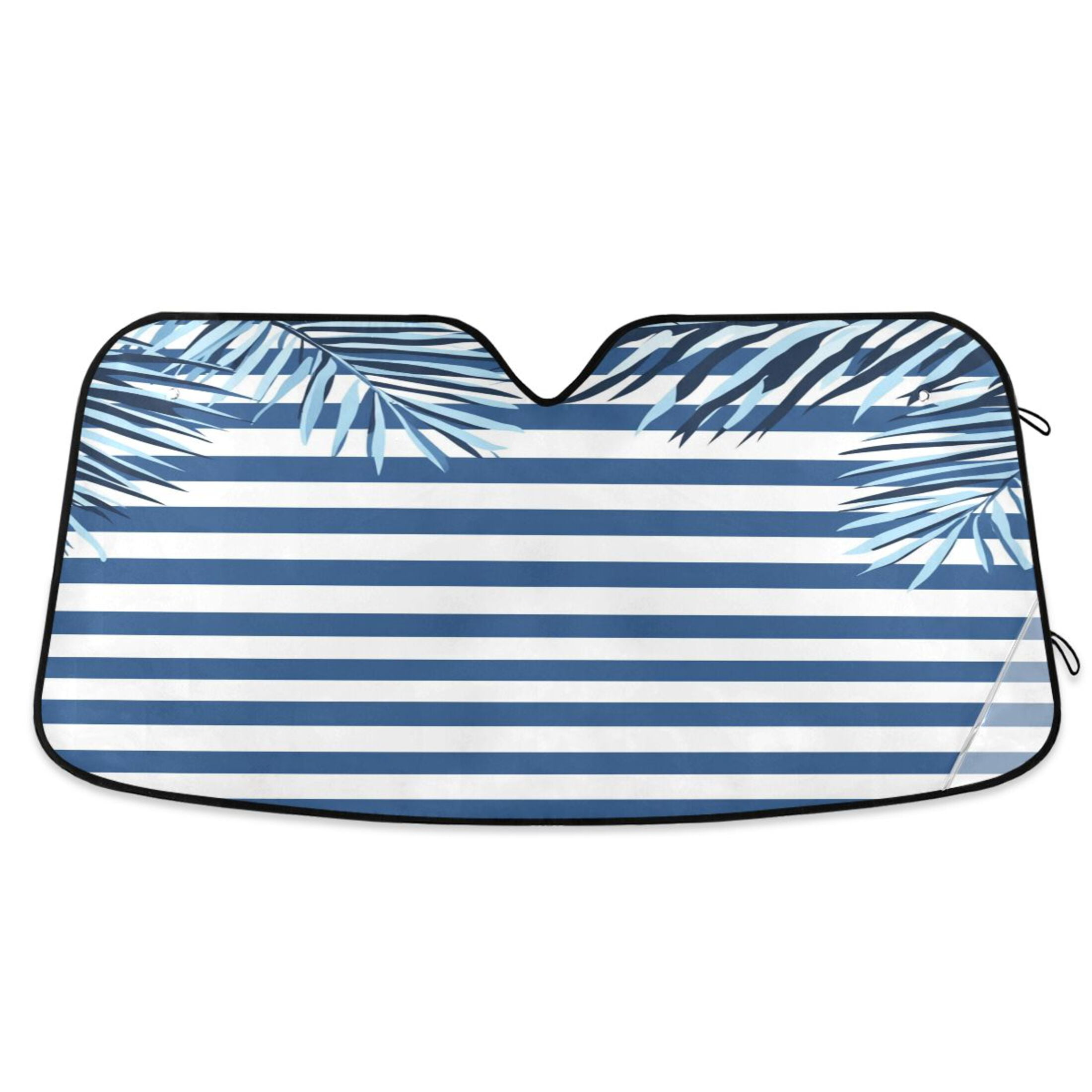 Blue White Stripes Tropical Palm Leaves Windshield Sun Shade Automobile ...