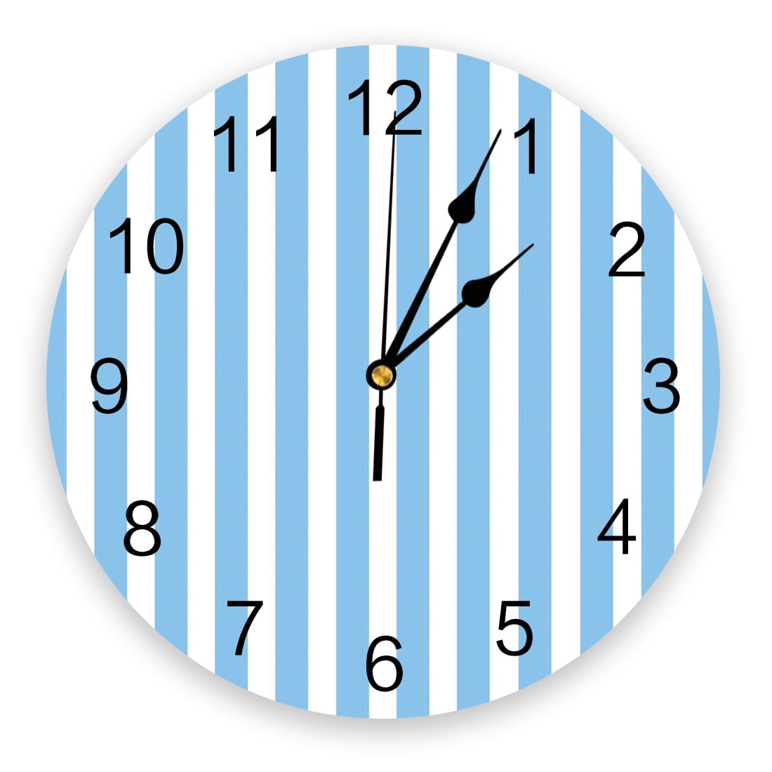 Blue White Stripes Wall Clock For Home ration Living Room Quartz Needle ...