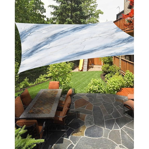Blue White Sun Shade Sail 6.5'X10' Marble Abstract Art Stone Crack ...