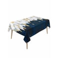 Blue White Table Cloth, Gold Graffiti Painting Art Retro Country ...