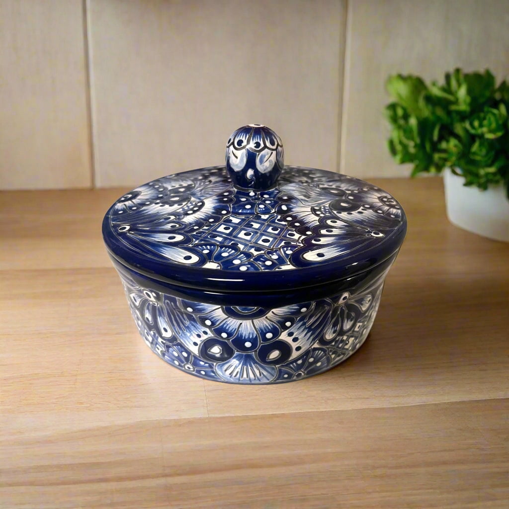 Blue & White Talavera Tortilla Warmer | Handmade Mexican Kitchenware ...