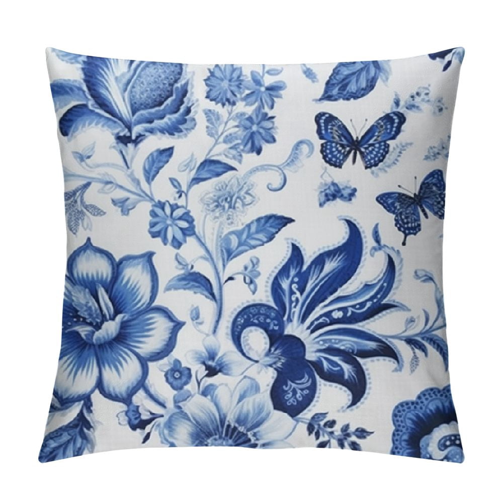 Blue and White Throw Pillow Covers 1 Pillow Cover Vintage Floral ...