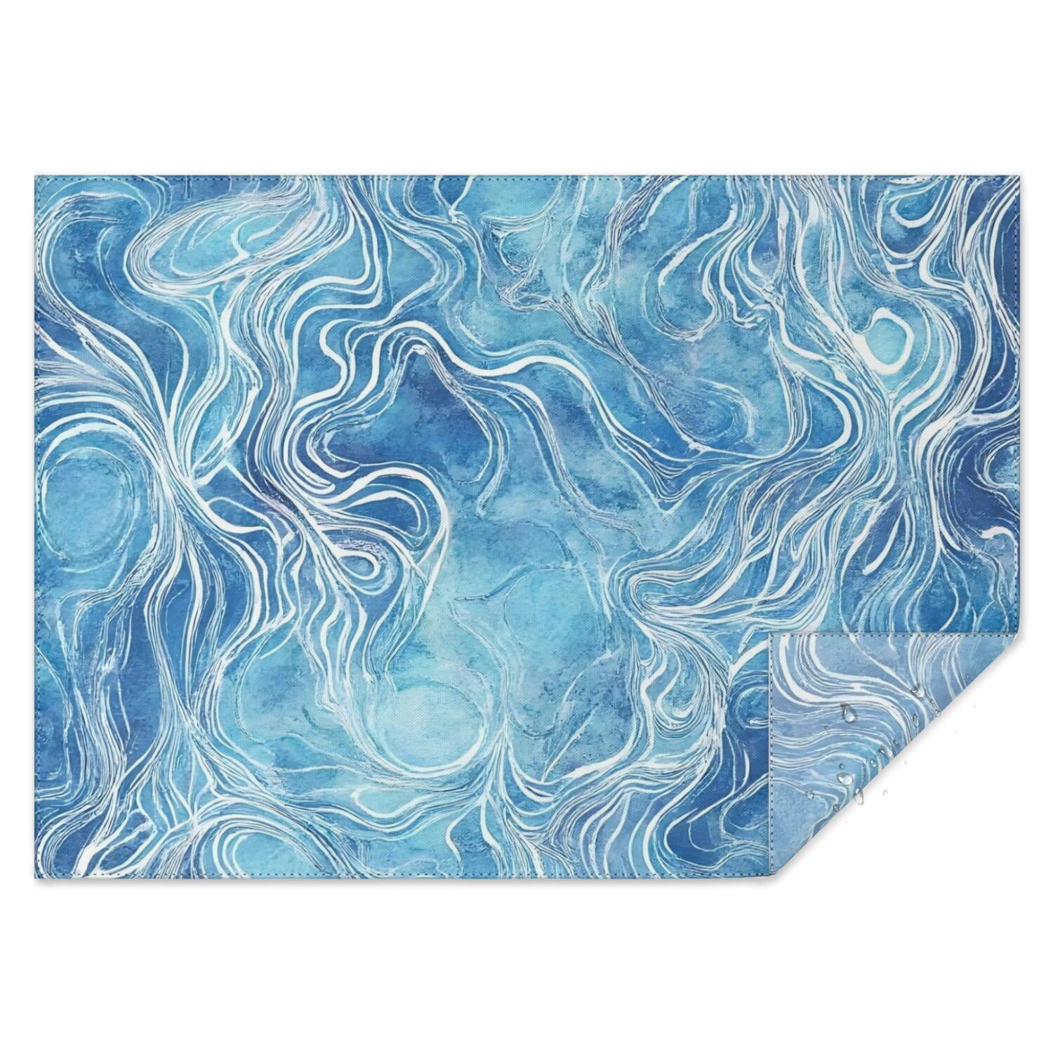 Blue White Tie Dye Wave Pattern Rectangle Tablecloth 60"x84",Waterproof ...