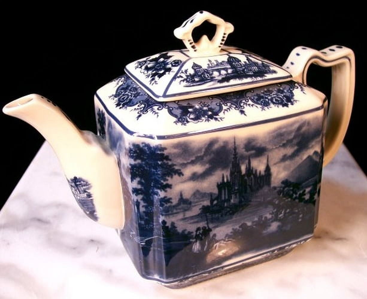 Blue & White Toile Castle Tea Pot - Walmart.com