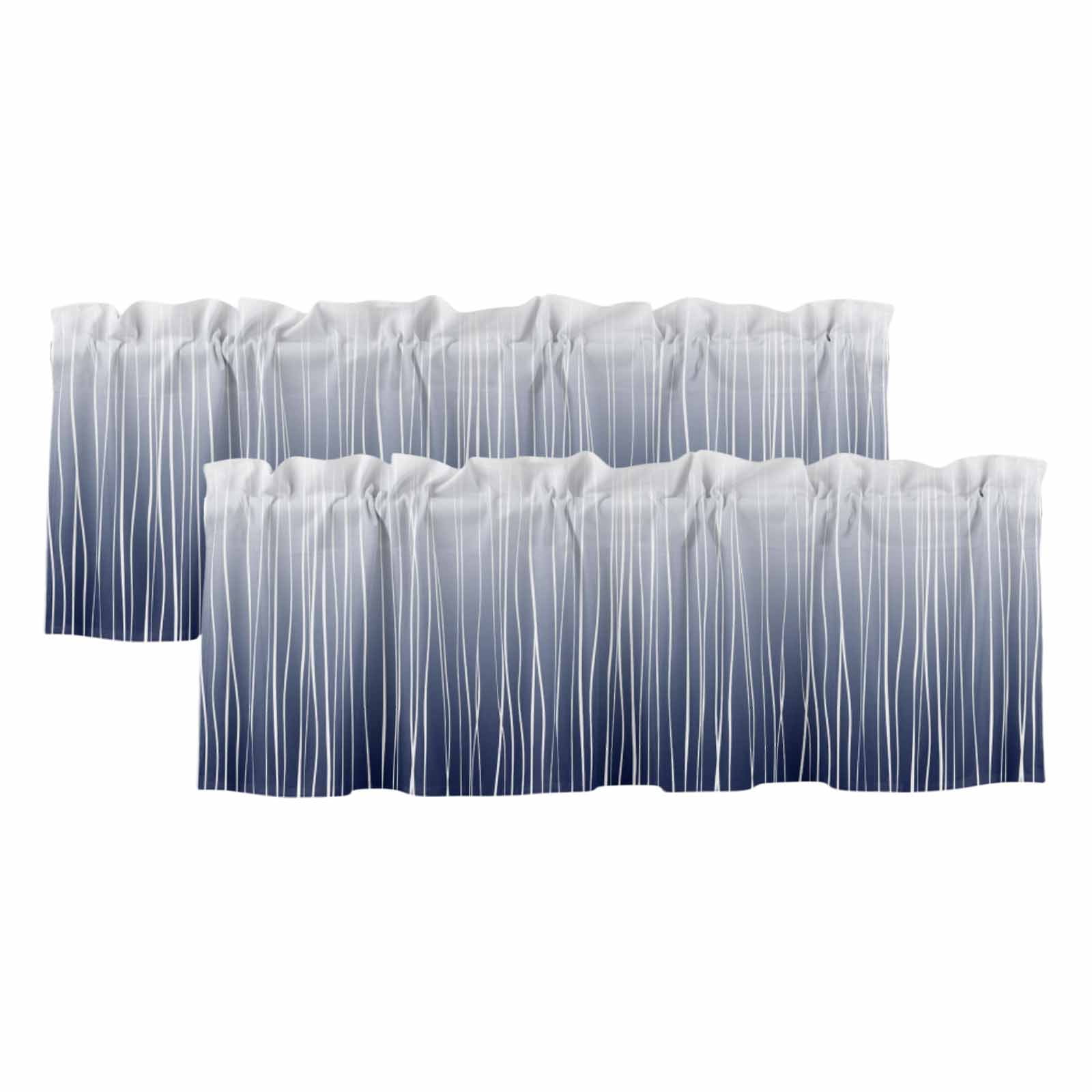 Blue White Valances for Windows, Decorative Rod Pocket Window Valance ...