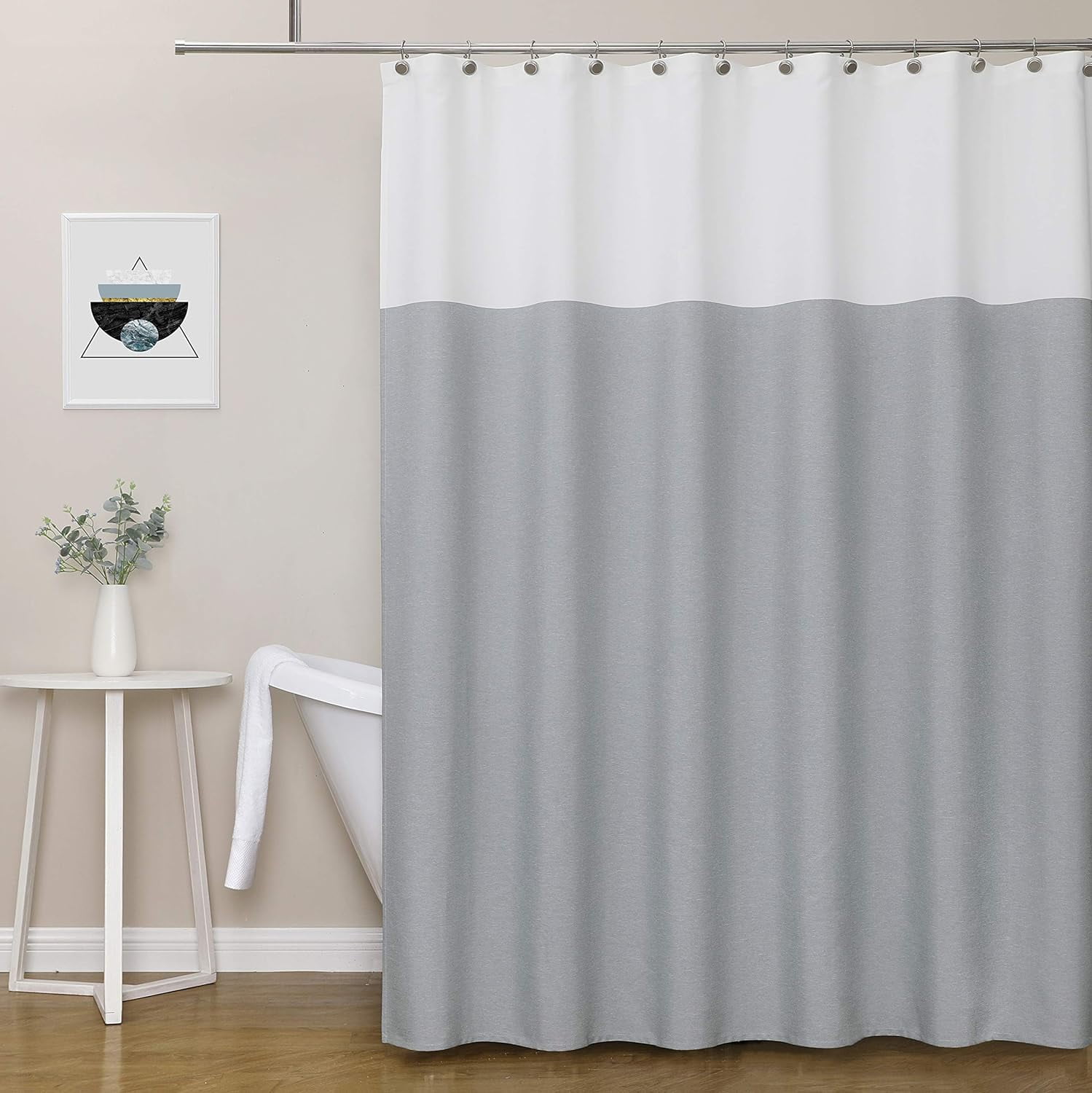 Blue White Vertical Stripe Shower Curtain 72 Inches Long Waffle Weave ...