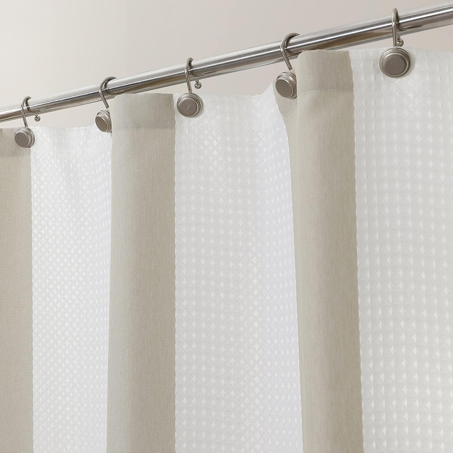 Blue White Vertical Stripe Shower Curtain 72 Inches Long Waffle Weave ...