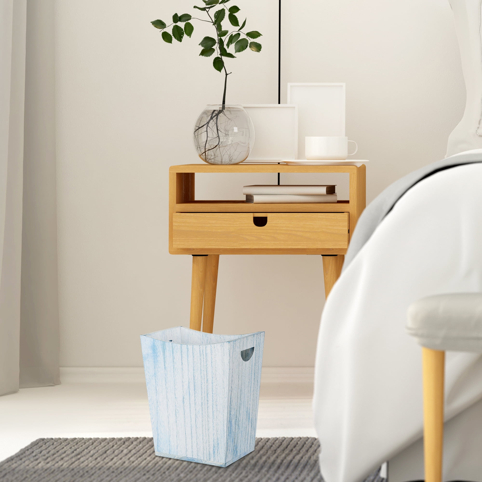 Blue-White Wastebasket with Semi-Circular Handle - Walmart.com