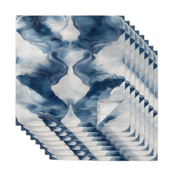 Blue White Wave Abstract Cloth Napkins, Artwork Modern Waves Washable ...