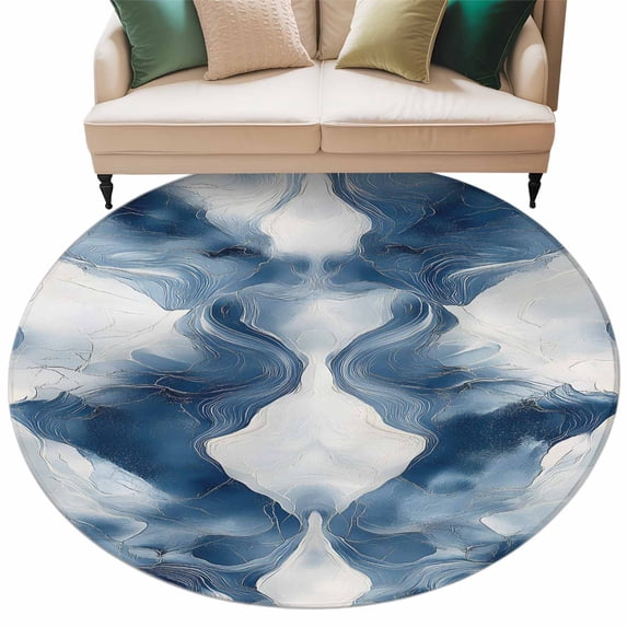 Blue White Wave Abstract Large Area Rugs for Bedroom Living Room, Soft ...