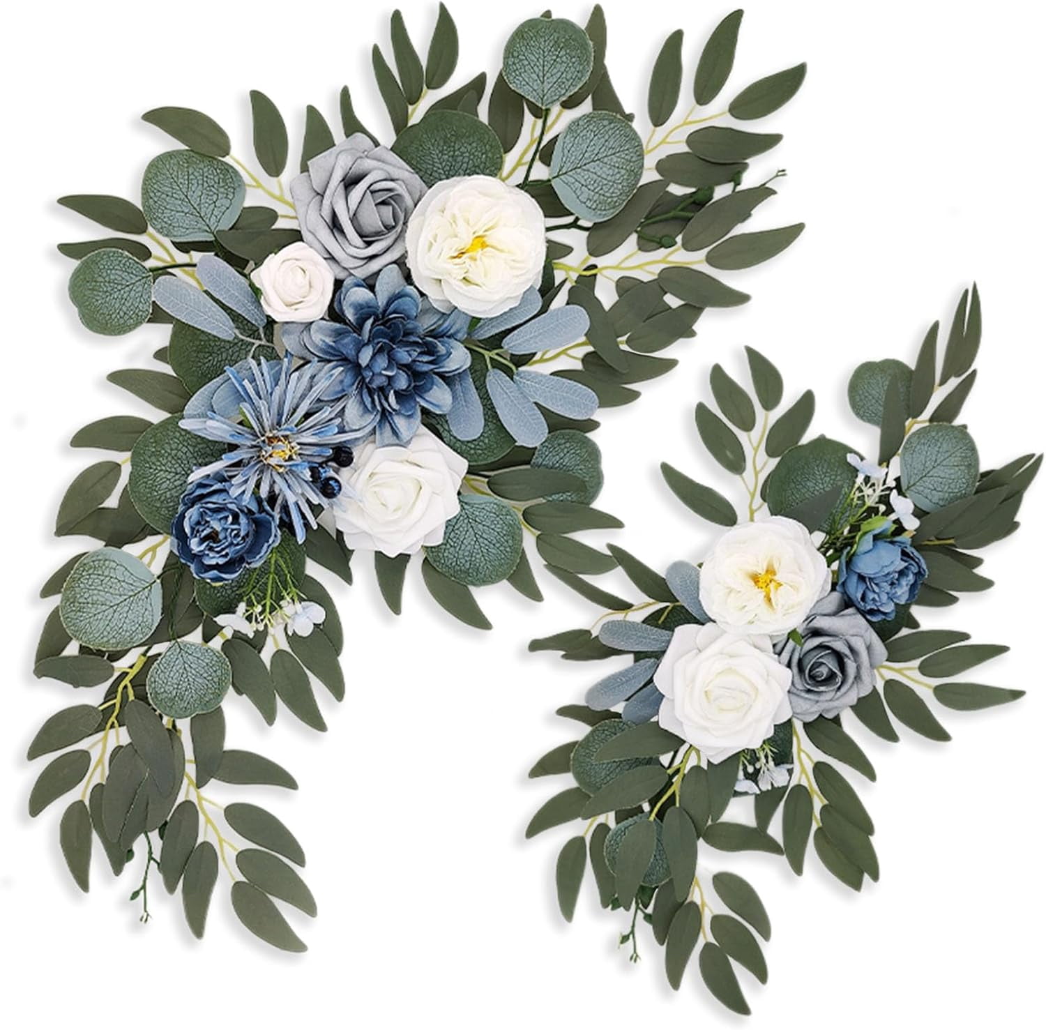 Blue White Wedding Arch Flowers, Faux Flower Swag Set of 2, Blue White ...