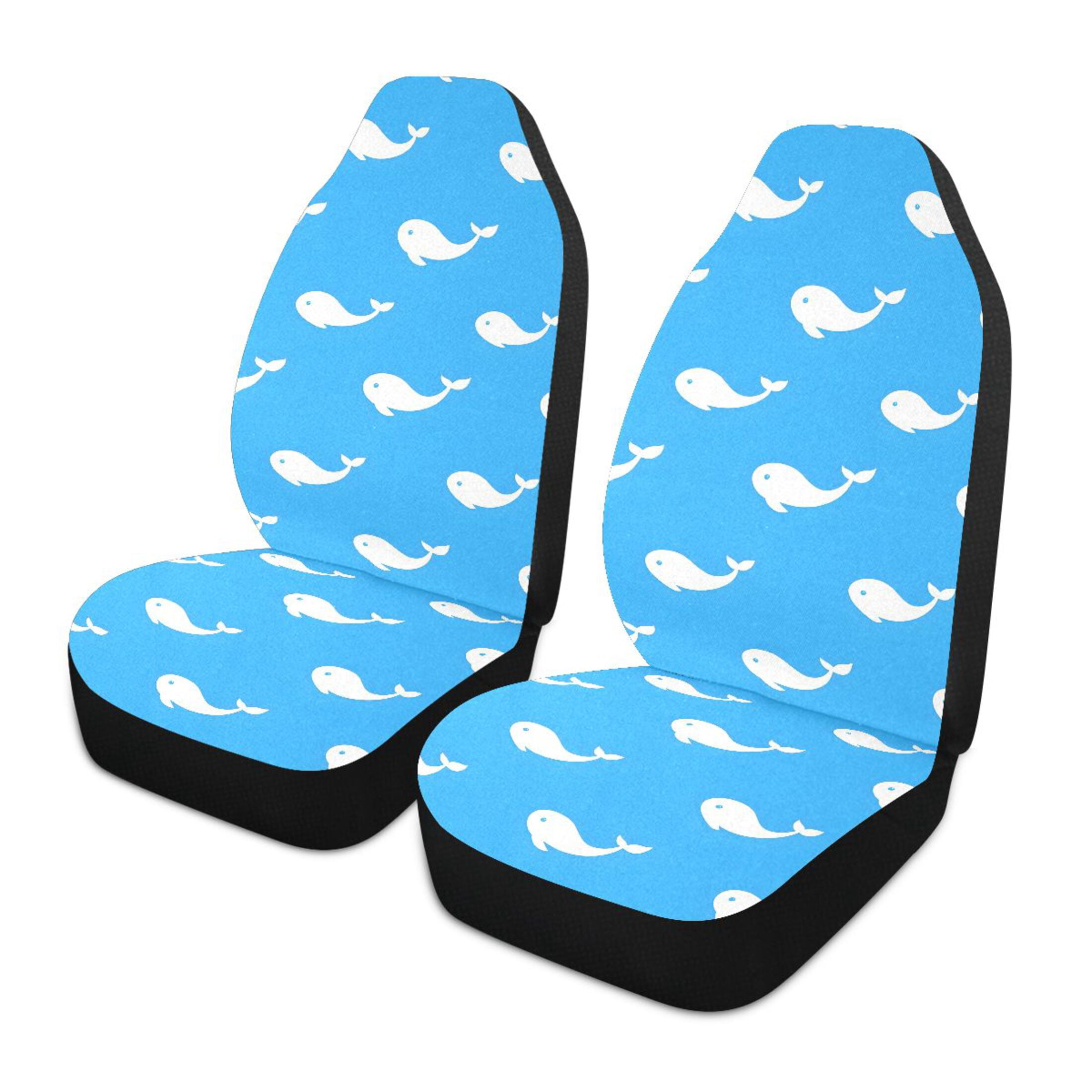 Blue White Whales Pattern Car Seat Covers Front Seats Universal Fit for ...