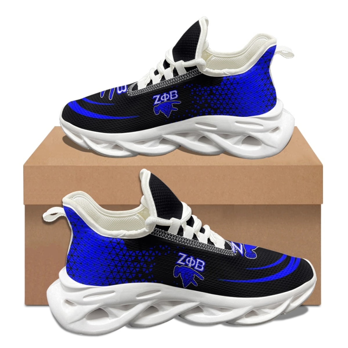 Blue White Zeta Phi Beta Pattern Female Men Autumn Winter Tennis Shoes ...