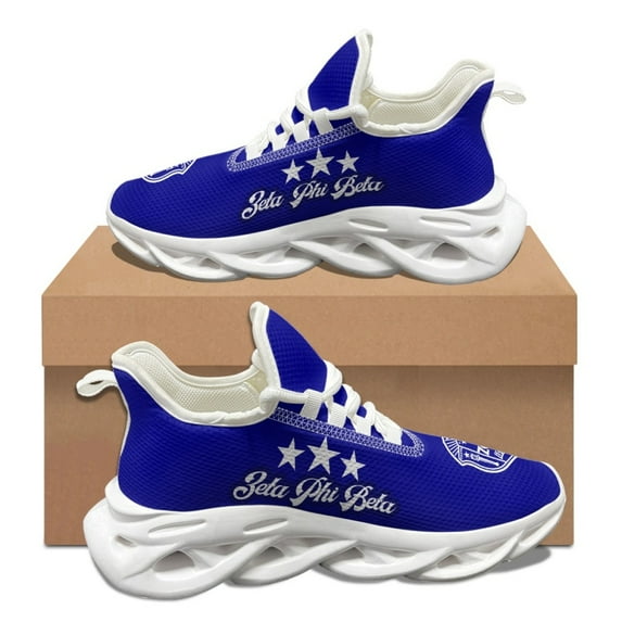 Blue White Zeta Phi Beta Pattern Women Men Autumn Winter Tennis Shoes ...