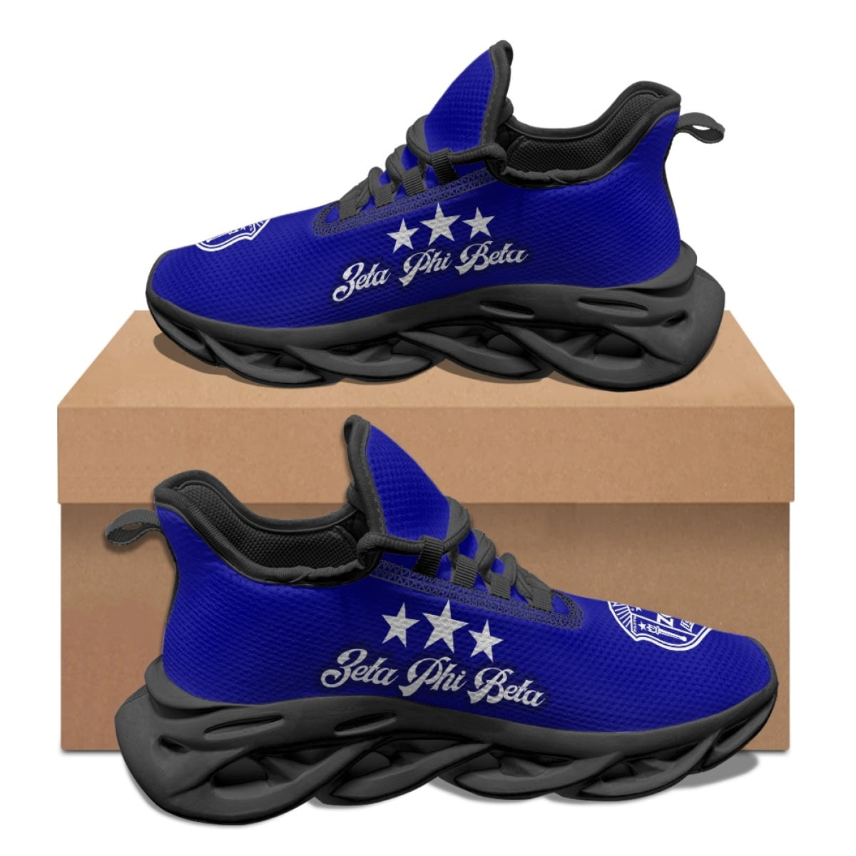 Blue White Zeta Phi Beta Pattern Women Men Autumn Winter Tennis Shoes ...