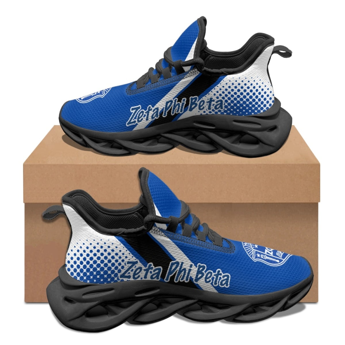 Blue White Zeta Phi Beta Pattern Women Men Autumn Winter Tennis Shoes ...
