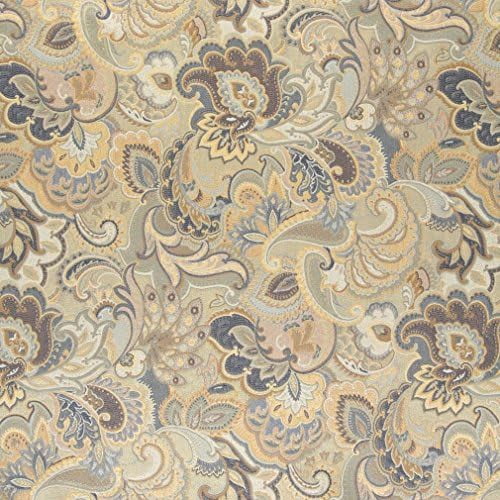 Blue White and Gold Abstract Floral Upholstery Fabric by The Yard - SKU ...