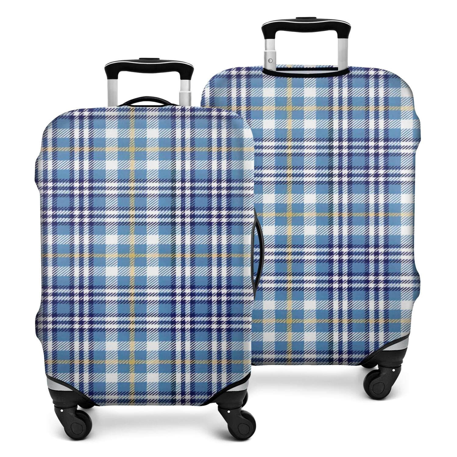 Blue White and Yellow Checkered Pattern Luggage Cover Fashion Suitcase ...