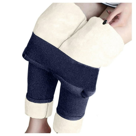 Blue Wide Leg Sweatpants Women Warm Winter Thick Leggings Women Wool ...