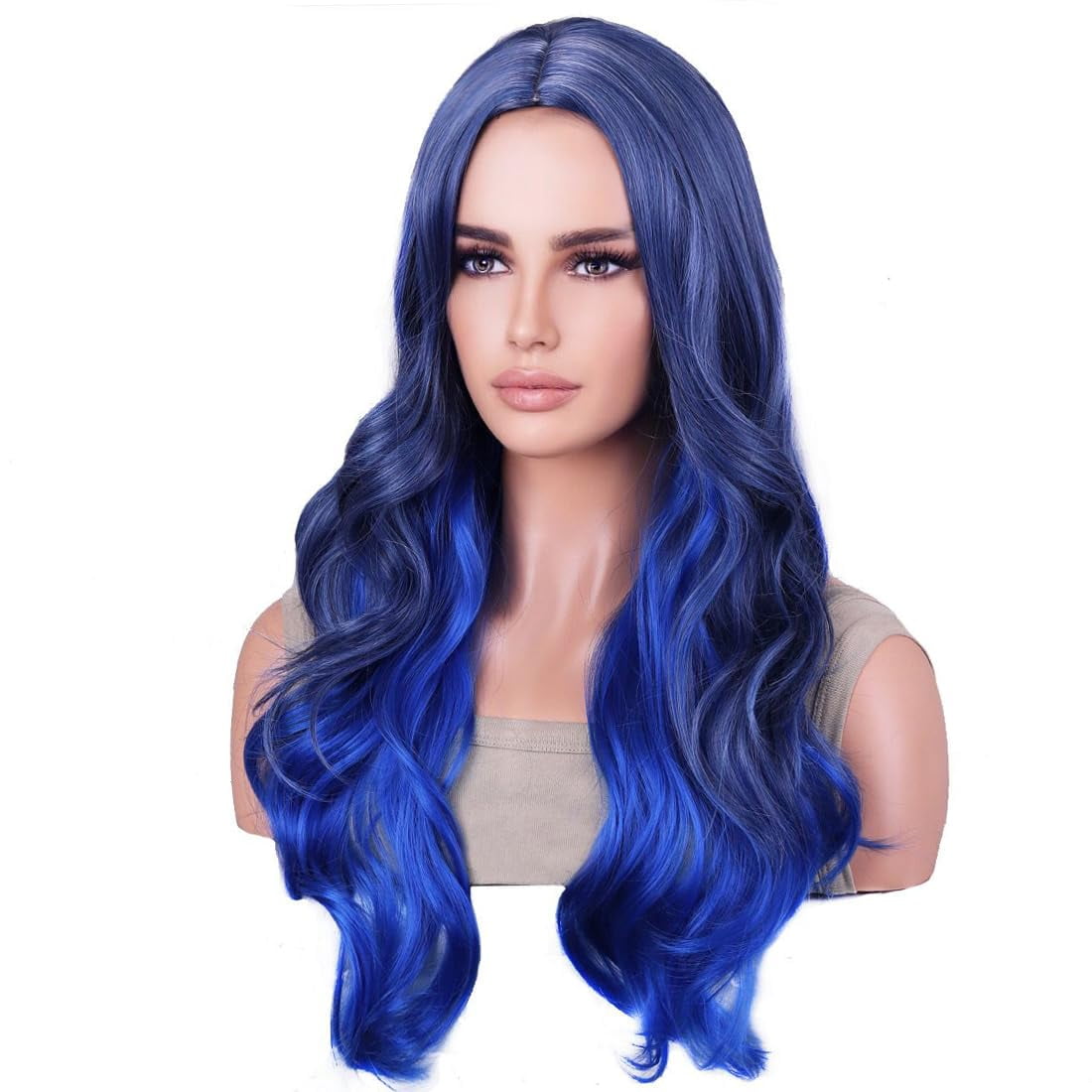 Blue Wig Long Wavy Wig for Women Blue Wigs Long Wavy Wig Mix Blue Wigs ...