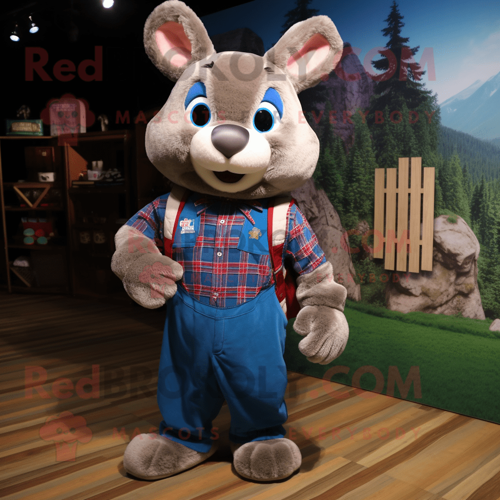 Blue Wild Rabbit REDBROKOLY mascot costume character dressed with a ...