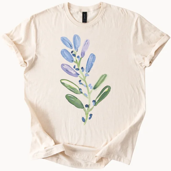 Blue Wildflower Art Shirt Botanical Plant Graphic Tee Floral Vintage ...