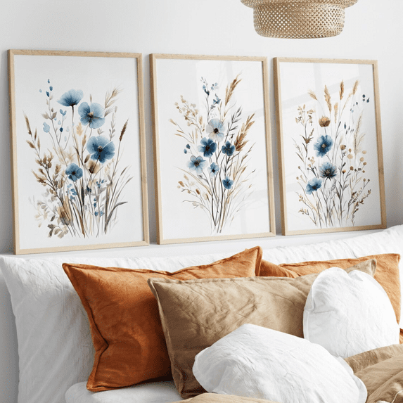 Blue Wildflower Botanical Minimalist Nature Poster Prints, Poster Only ...