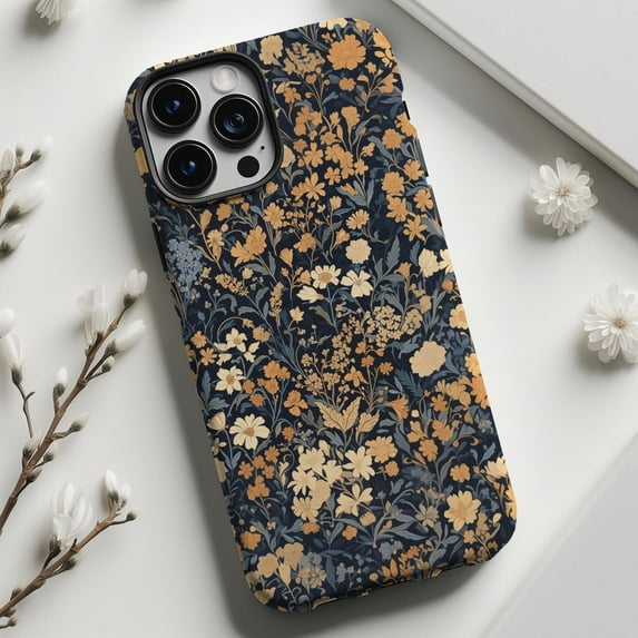 Blue Wildflower Floral Art Phone Case for iPhone 11-17 Pro Max ...