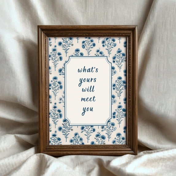 Blue Wildflower Floral Quote Wall Art, Unframed Canvas Size 16x24 ...