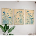 Blue Wildflower Line Art Print Set Botanical Triptych Wall Decor ...