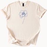 Blue Wildflower Line Drawing Minimal Floral Graphic Nature Tee Shirt ...