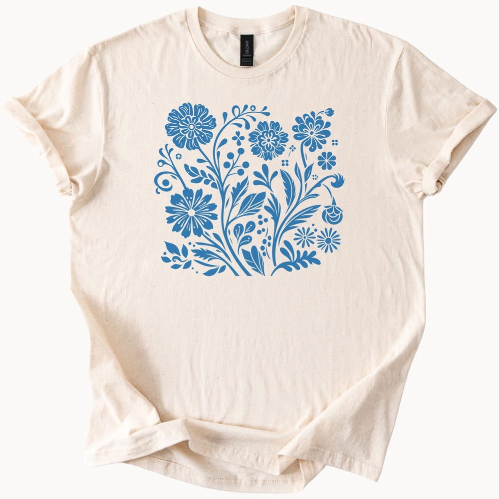 Blue Wildflower Shirt Hygge Comfort Colors Oversized Tee Ocean Inspired ...