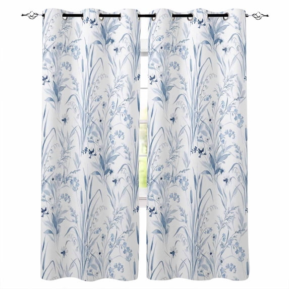 Blue Wildflowers Blackout Curtains for Bedroom/Living Room, Thermal ...