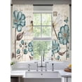 Blue Wildflowers Dragonfly Crown on Vintage Chiffon Sheer Curtains 72 ...