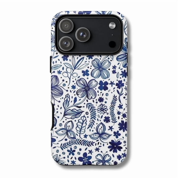 Blue Wildflowers Floral Case for iPhone 11 12 13 14 15 16 17 Pro Max ...